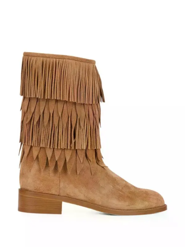AQUAZZURA Fringed Tiered Ankle Boots