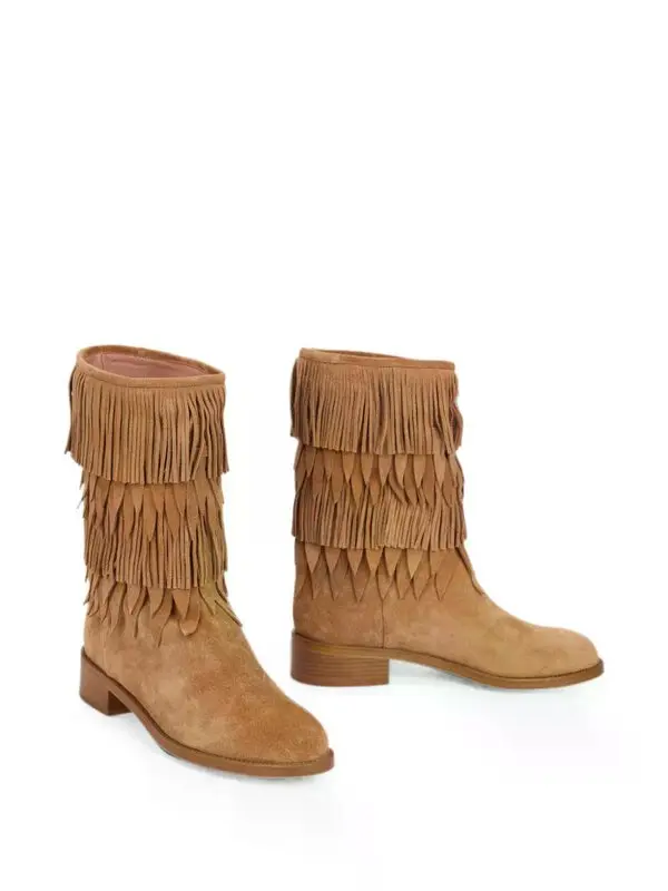 AQUAZZURA Fringed Tiered Ankle Boots