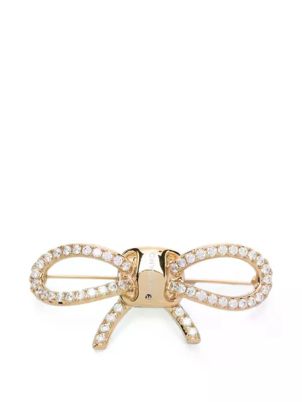 FERRAGAMO Vara Bow Pavé-embellished Brooch - Gold
