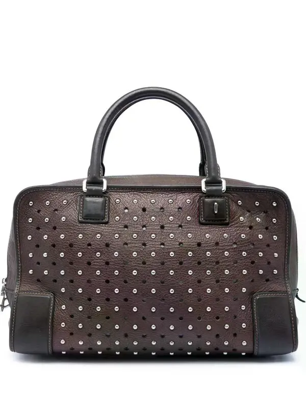 Loewe 2009 Bicolor Leather Studded Perforated Amazona 36 Handbag