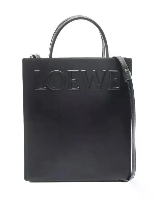 Loewe Leather Satchel With Embossed Logo - Black