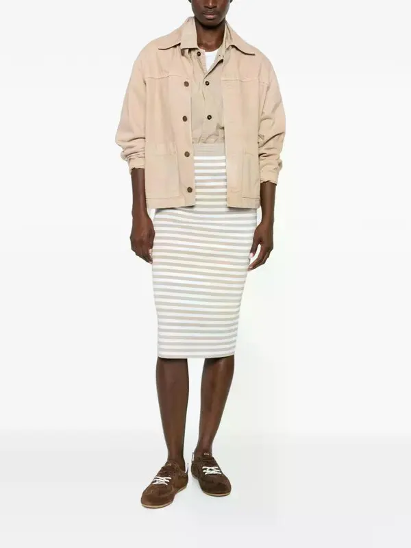 Max Mara Horizontal Stripe Pencil Skirt - Neutrals