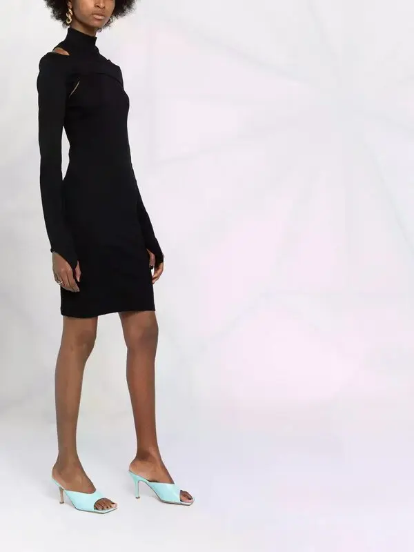 Helmut Lang Ribbed Cut-out High-neck Dress
