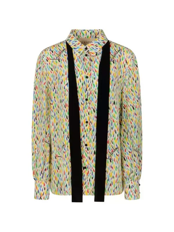 Valentino Garavani Logo-print Silk Shirt - Neutrals