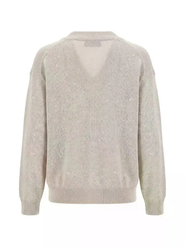 Brunello Cucinelli Sequin-embellished V-neck Sweater
