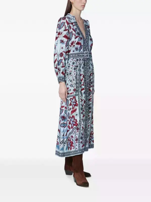 Farm Rio Marcelle Floral-print Belted Midi Dress