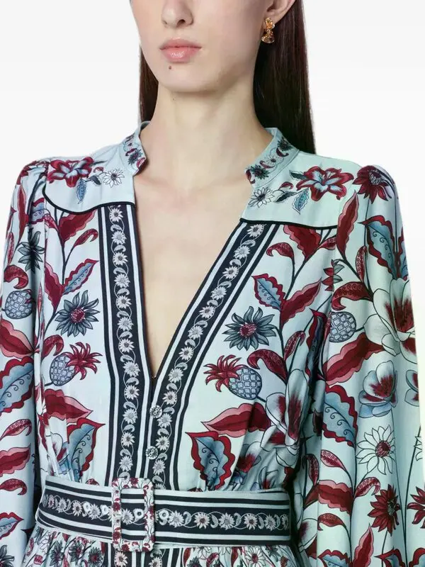 Farm Rio Marcelle Floral-print Belted Midi Dress