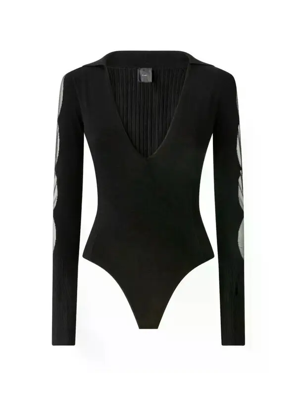 Pinko Ribbed Bodysuit With Cut-out Detailing And Sheer Panels