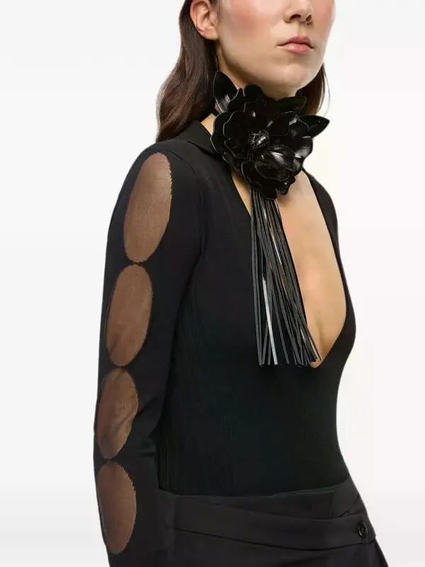 Pinko Ribbed Bodysuit With Cut-out Detailing And Sheer Panels