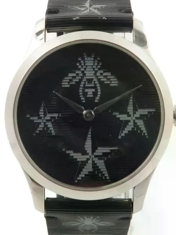 Gucci G-timeless 38mm Watch With Bee And Star Motifs - Black