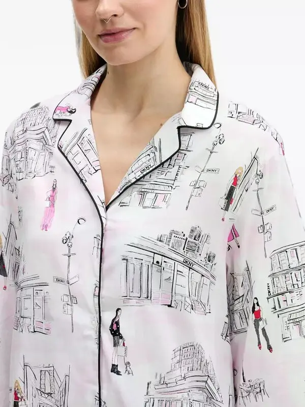 Dkny Illustration Print Long Sleeve Nightshirt