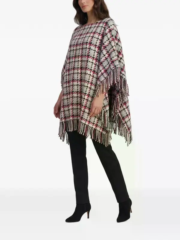 Ermanno Scervino Houndstooth Fringed Poncho