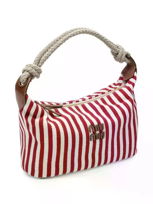 Miu Miu Striped Shoulder Bag With Rope Handle - Red