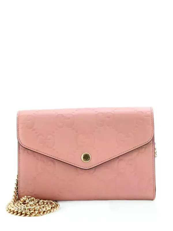 Gucci Envelope Wallet On Chain Guccissima Leather Shoulder Bag - Pink