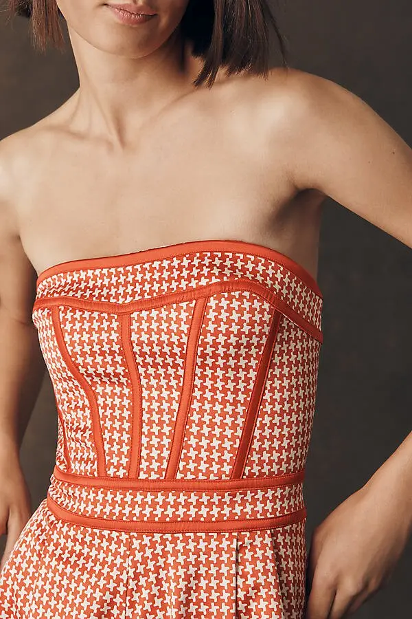 Maeve Strapless Romper - Red Pattern