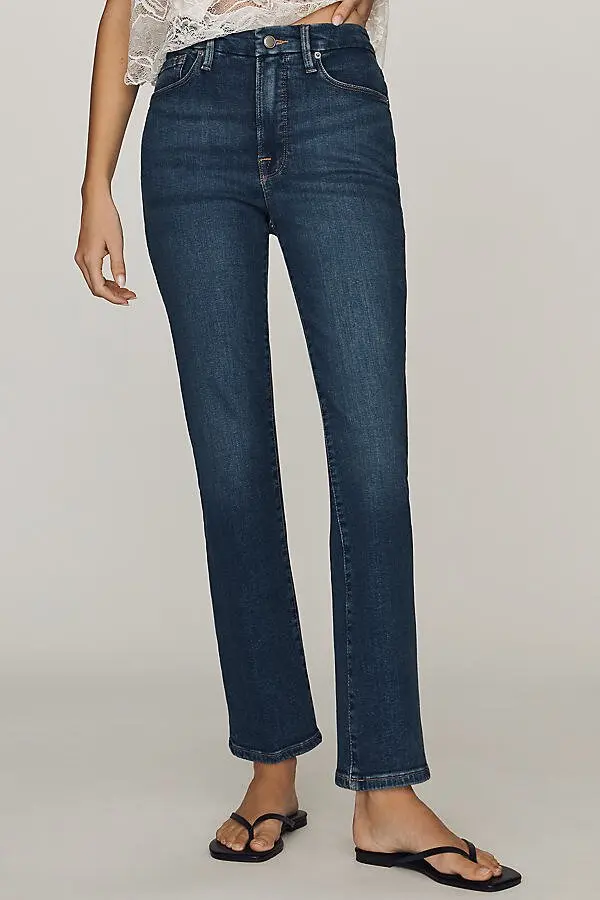 Good American Good Legs Mid Rise Straight Leg Jeans