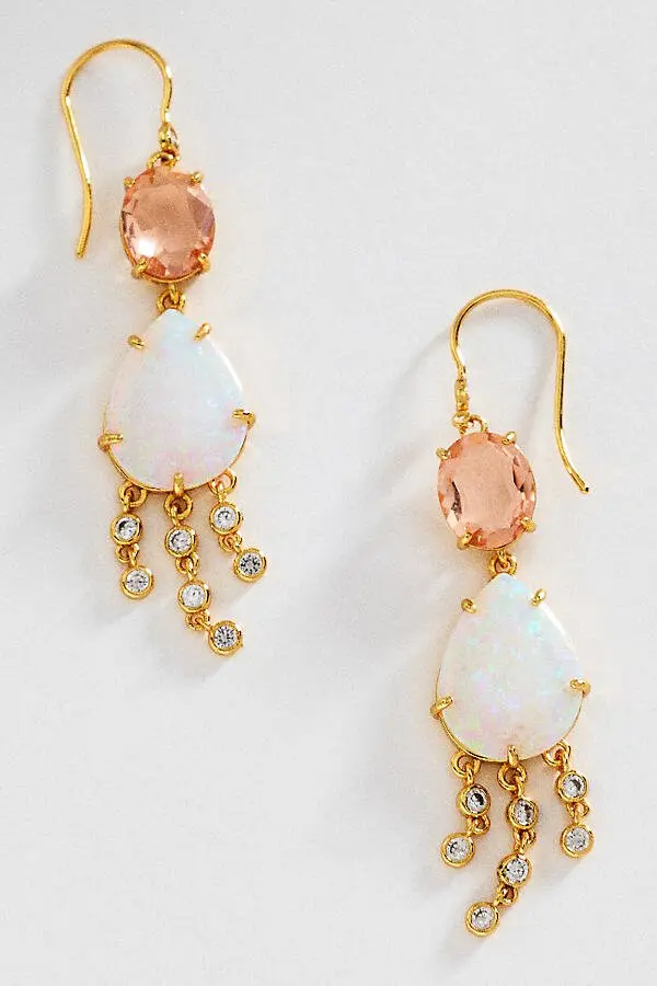 Anthropologie Stone Frge Drop Earrgs - Opal