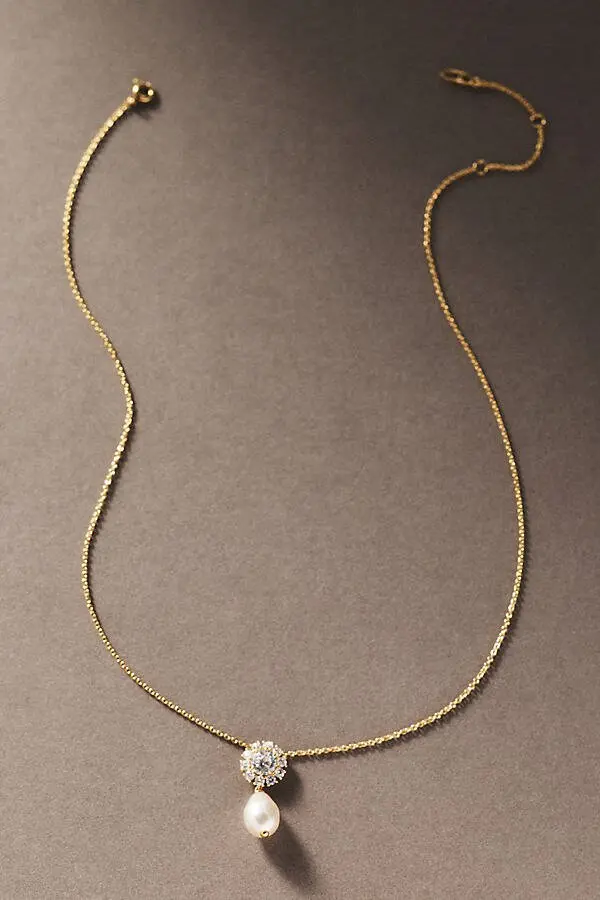 Nadri Sunflower Pearl Drop Necklace