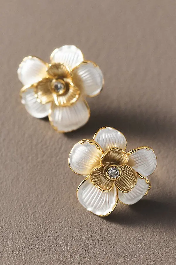 Anthropologie Layered Floral Crystal Earrgs