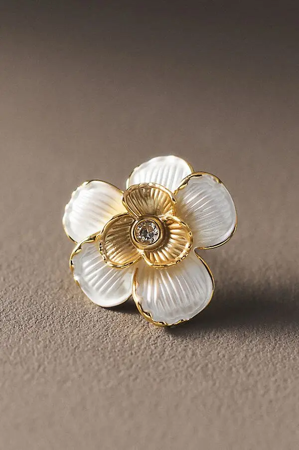 Anthropologie Layered Floral Crystal Earrings