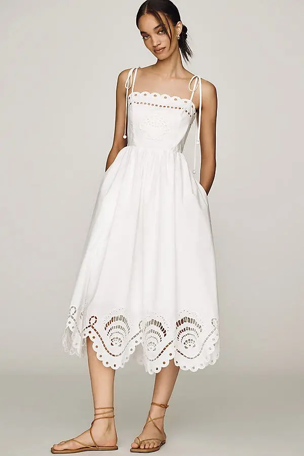 English Factory Seashell Eyelet Dress - White