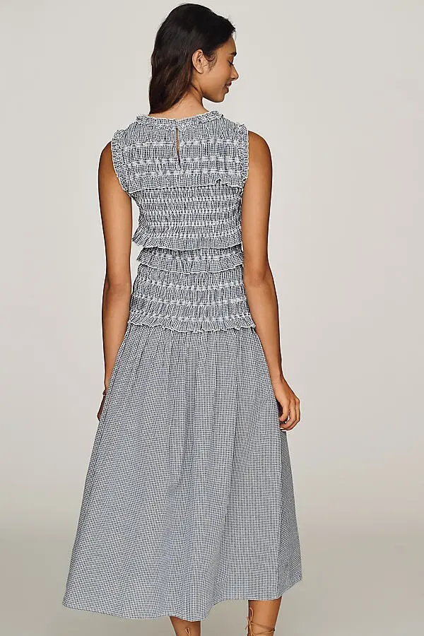 ROWING BLAZERS Cotton Smocked Midi Dress