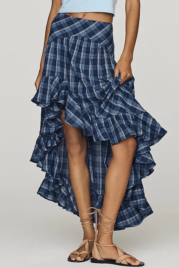 Anthropologie Basque-waist Ruffled High-low Maxi Skirt