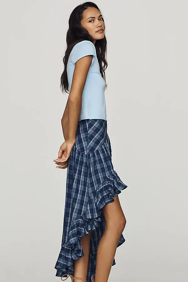 Anthropologie Basque-waist Ruffled High-low Maxi Skirt