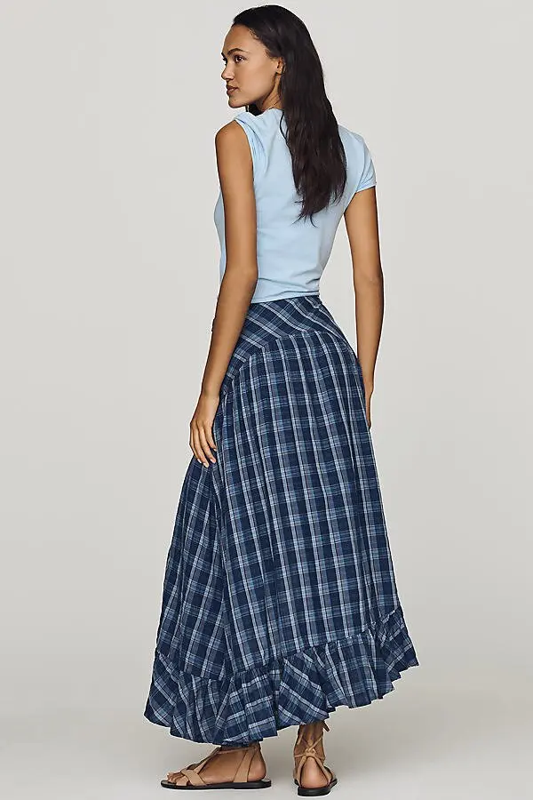 Anthropologie Basque-waist Ruffled High-low Maxi Skirt