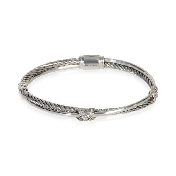 David Yurman Sterling Silver Diamond Crossover X Bracelet - Sterling_silver