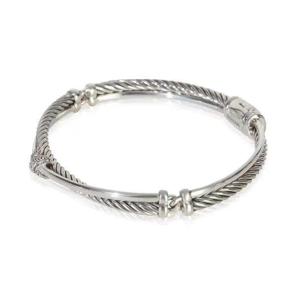 David Yurman Sterling Silver Diamond Crossover X Bracelet