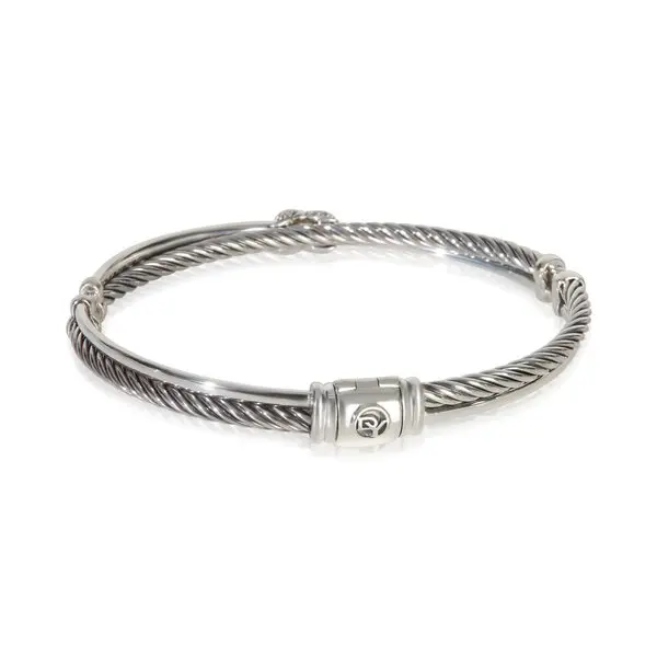 David Yurman Sterling Silver Diamond Crossover X Bracelet