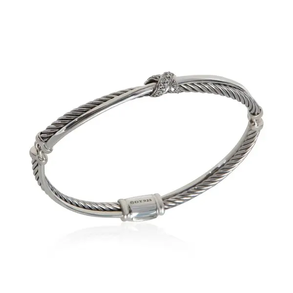 David Yurman Sterling Silver Diamond Crossover X Bracelet