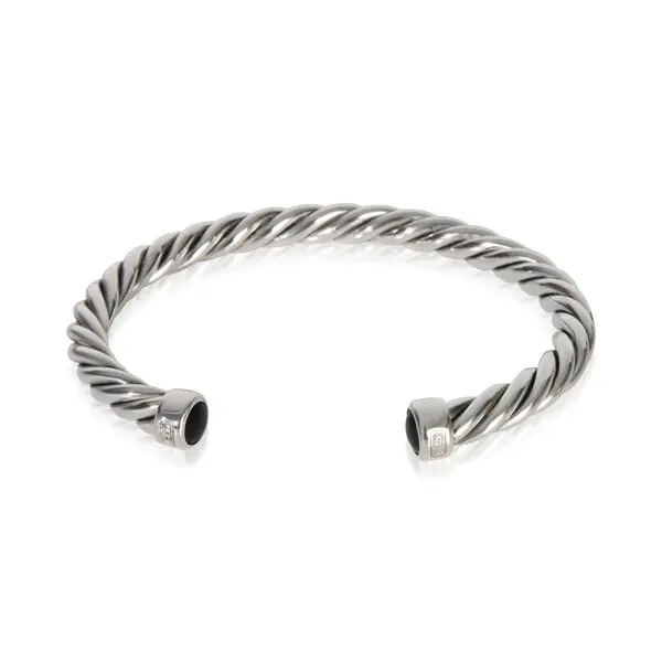 David Yurman Sterling Silver Onyx Cable Cuff Bracelet