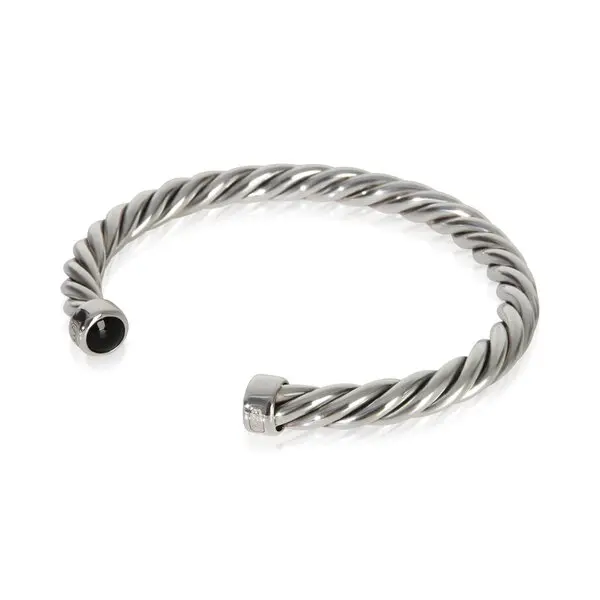 David Yurman Sterling Silver Onyx Cable Cuff Bracelet