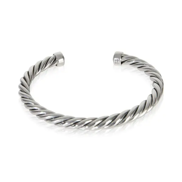 David Yurman Sterling Silver Onyx Cable Cuff Bracelet