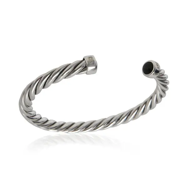 David Yurman Sterling Silver Onyx Cable Cuff Bracelet