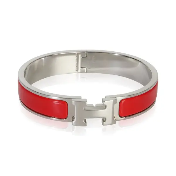 Hermès Clic H Bracelet In Palladium Plated Metal With Enamel Detailing - Palladium_plated