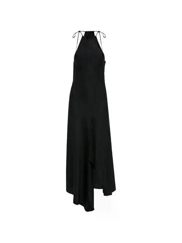 Victoria Beckham Halter-neck Asymmetric Hem Midi Dress - Black