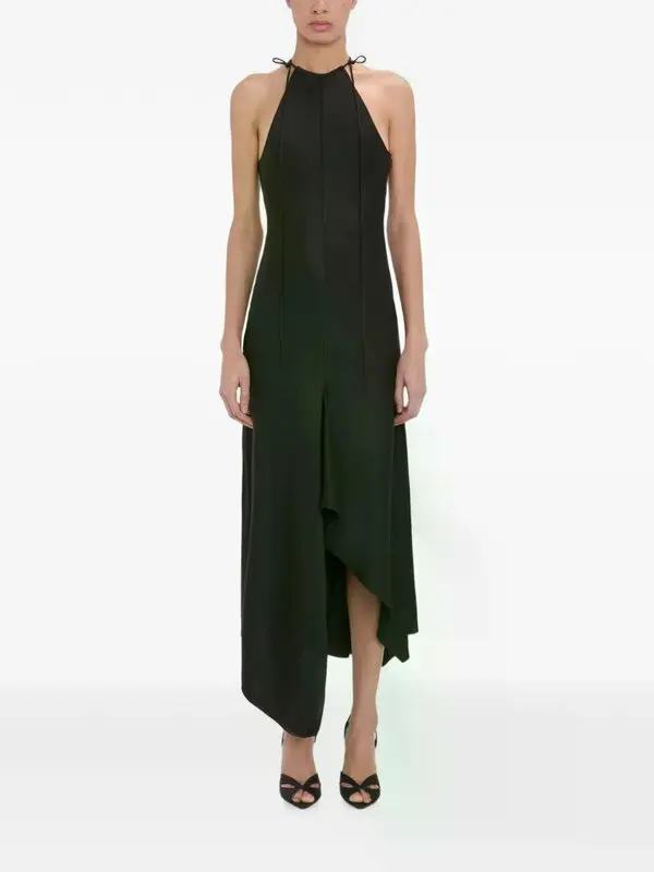 Victoria Beckham Halter-neck Asymmetric Hem Midi Dress - Black