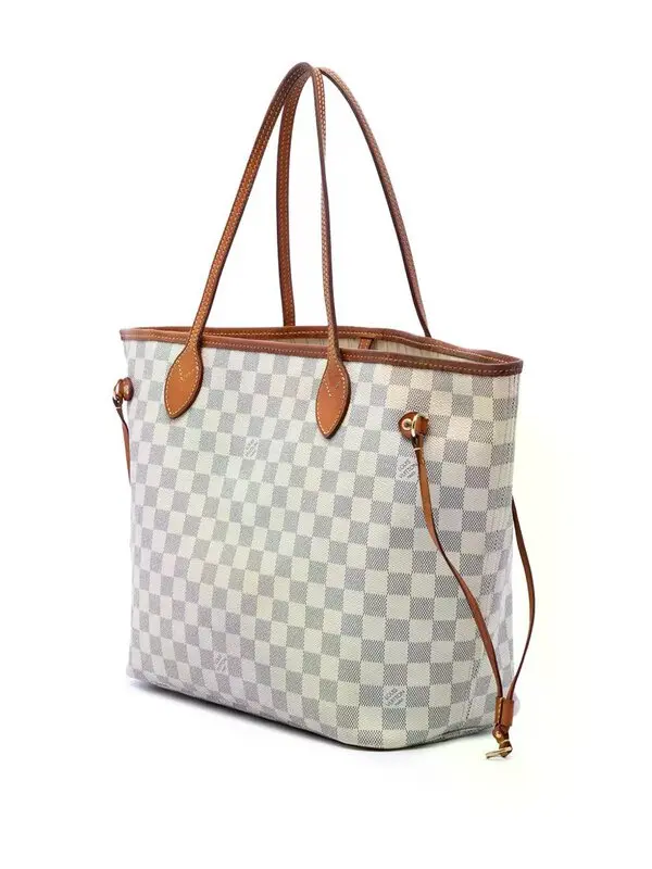 LOUIS VUITTON Damier Azur Neverfull Mm Tote Bag - White