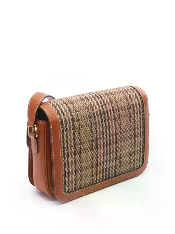 Celine Tweed And Calfskin Triomphe Crossbody Bag