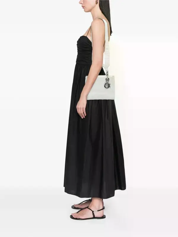 Dior Embroidered Canvas Cannage Lady D Lite Satchel - White