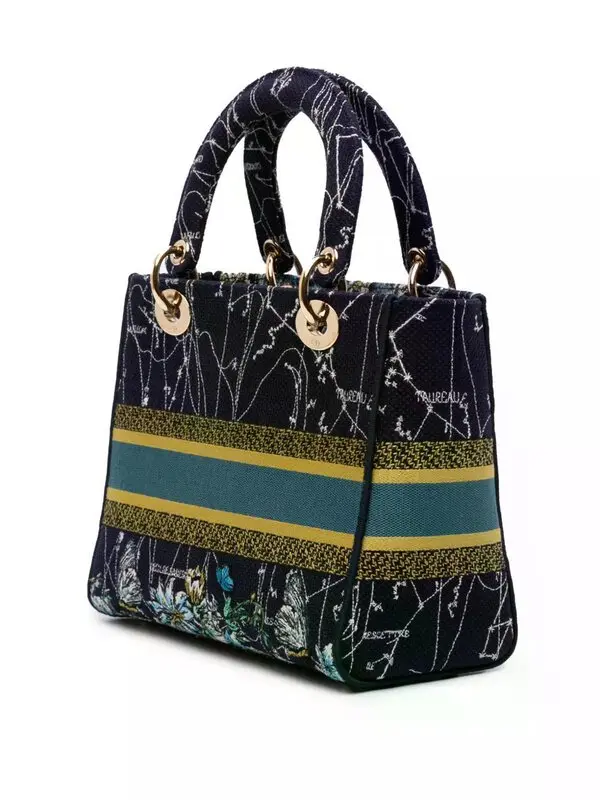 Dior Medium Embroidered Canvas Zodiac Lady D Lite Satchel - Blue
