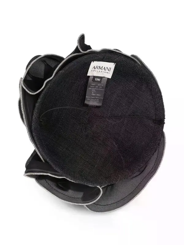 Giorgio Armani Silk Straw Floral Fascinator - Black
