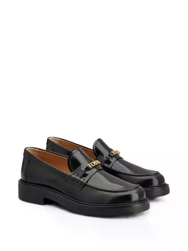 TOD'S Leather Loafers With Gold-tone Logo Plaque