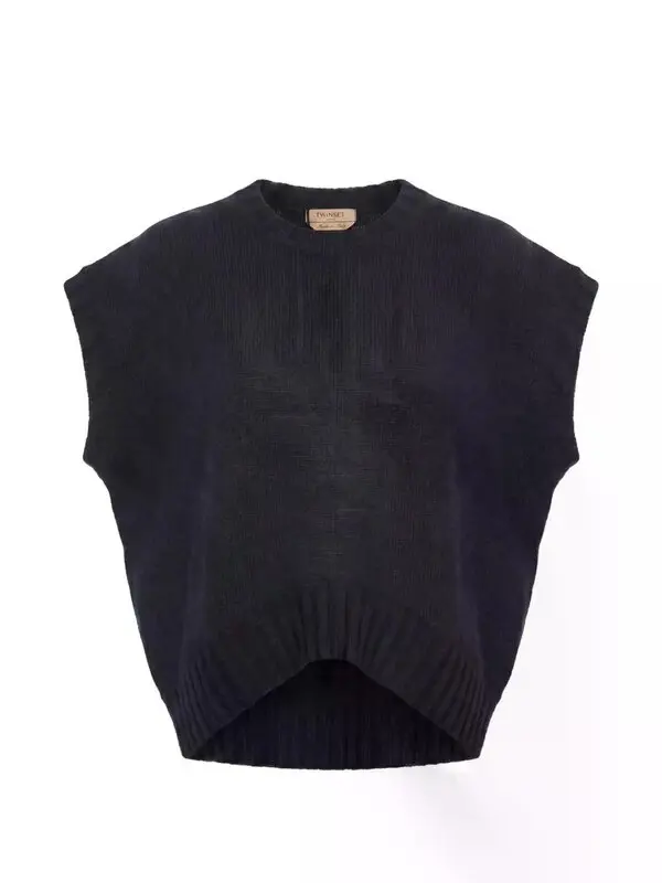 TWINSET Ribbed Knit Sleeveless Sweater