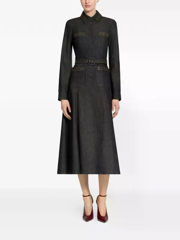 Elie Saab Stud-embellished Midi Shirt Dress
