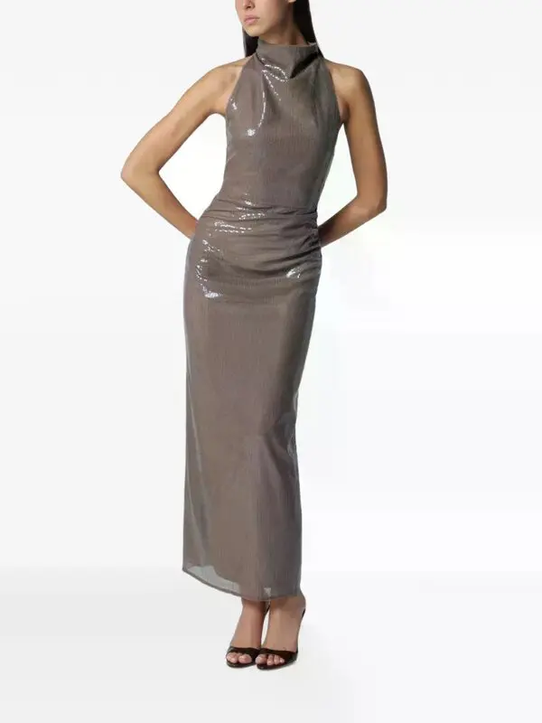 ROTATE BY BIRGER CHRISTENSEN Sleeveless Sequin Embellished Maxi Dress - Brown