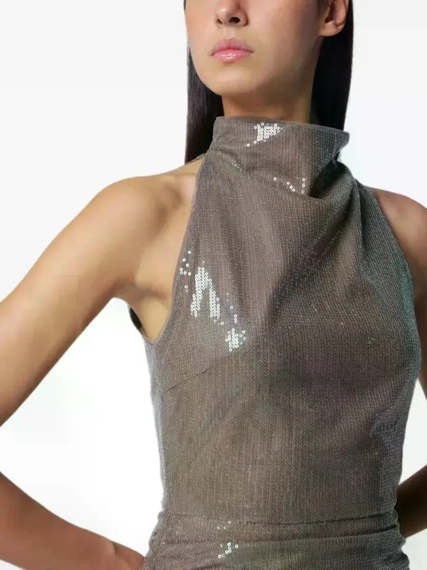 ROTATE BY BIRGER CHRISTENSEN Sleeveless Sequin Embellished Maxi Dress - Brown
